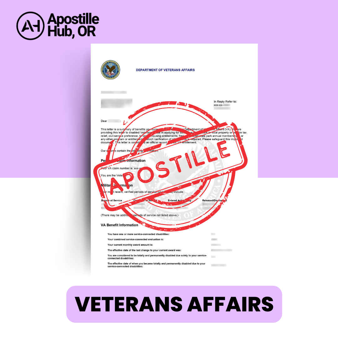 Apostille for Veterans Affairs (VA) | Oregon Apostille Hub